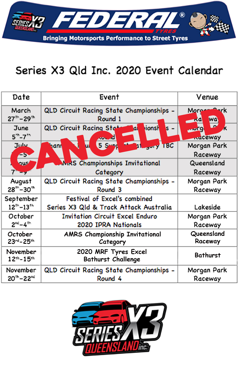 2020 Series X3 Race Calendar – EFS Solar | APT Publications Racing